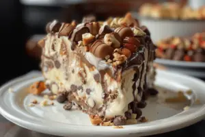 Buster Bar Ice Cream Cake - foodiecharm.com