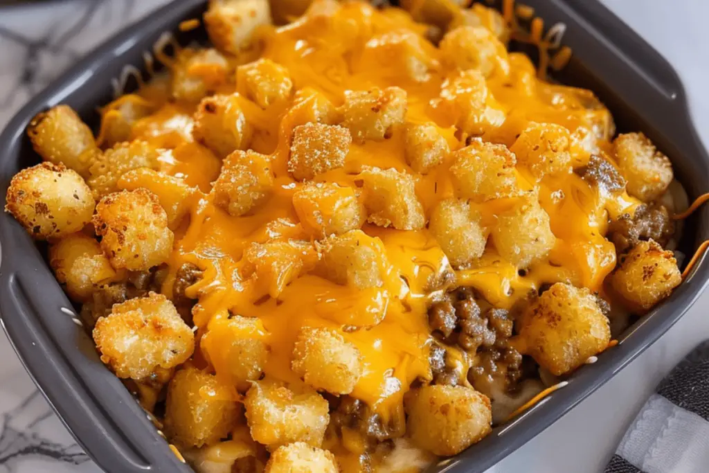 Cheesy Tater Tot Casserole - foodiecharm.com