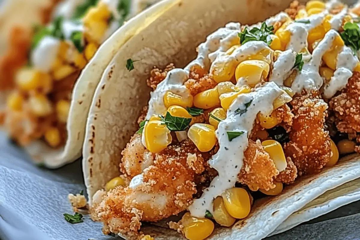 Fried Chicken Street Corn Tacos - foodiecharm.com
