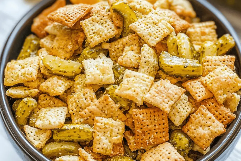 Dill Pickle Chex Mix Recipe - foodiecharm.com
