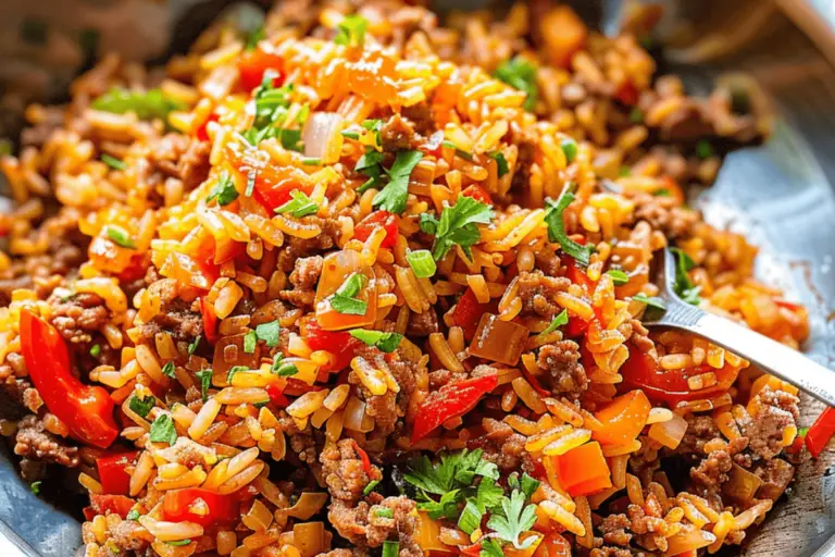 Spanish Rice Recipe and Ground Beef - foodiecharm.com