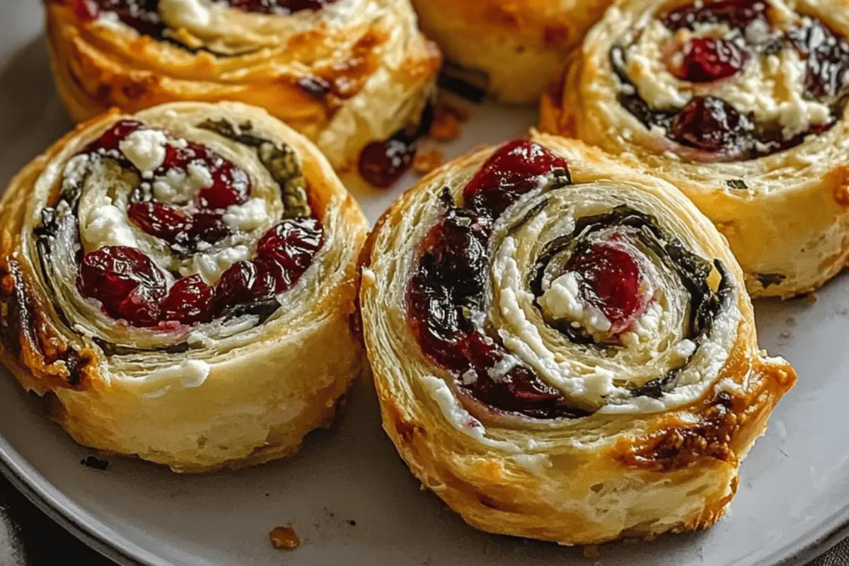 Cranberry Feta Pinwheels with Cream Cheese - foodiecharm.com