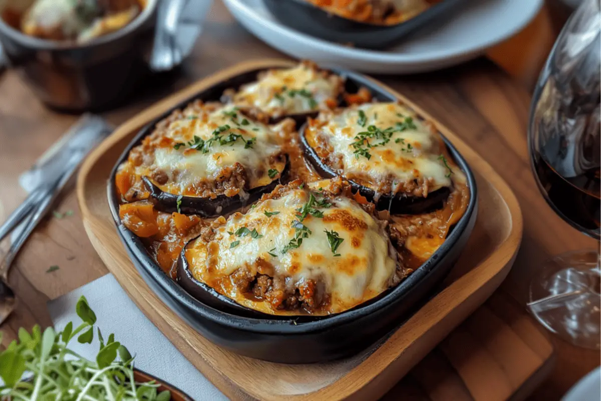 Baked Eggplant with Savory Meat Filling - foodiecharm.com