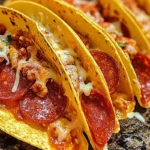 The Ultimate Meat Lovers Pepperoni Pizza Tacos - foodiecharm.com