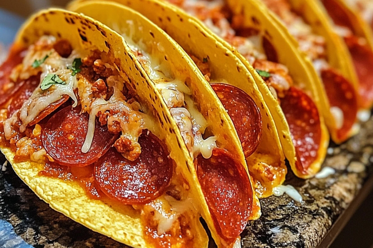 The Ultimate Meat Lovers Pepperoni Pizza Tacos - foodiecharm.com