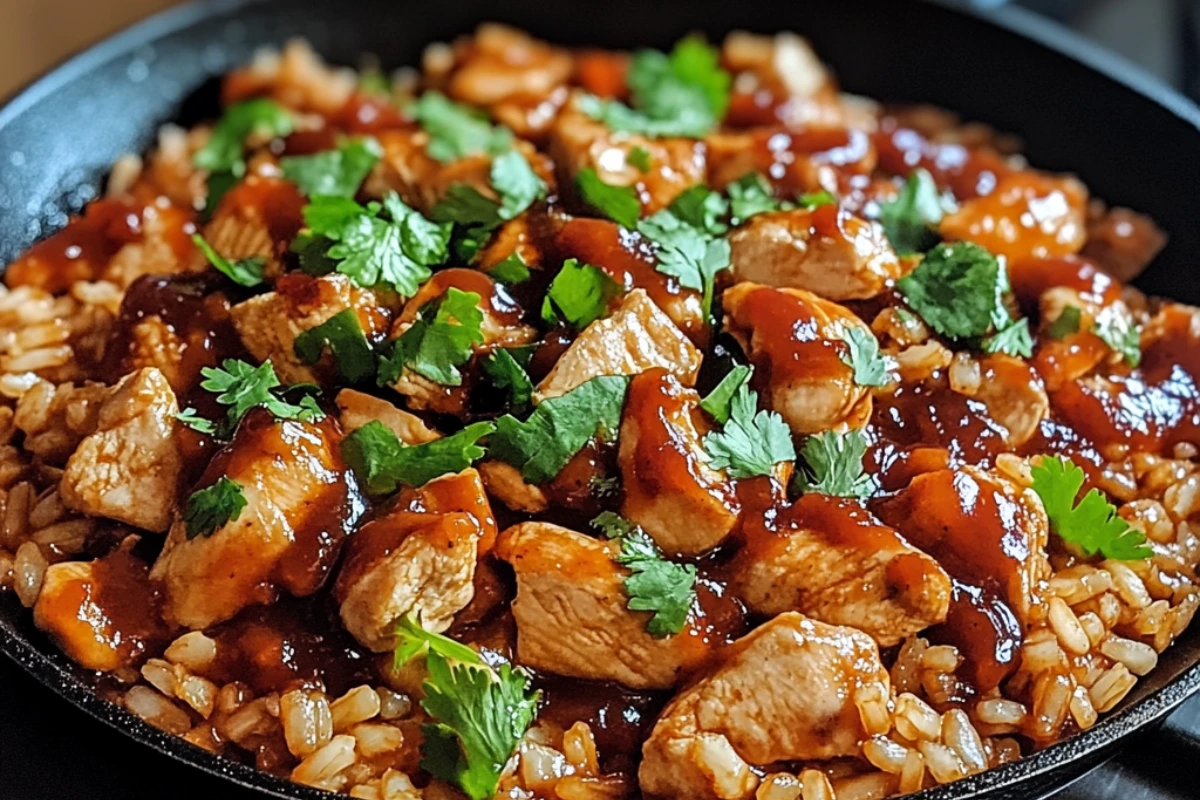 The Best Smoky Chipotle BBQ Chicken and Rice Skillet Ever - foodiecharm.com