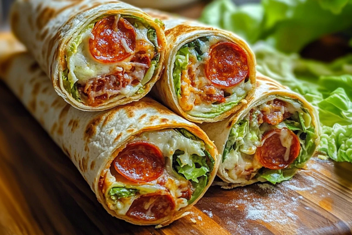 Pepperoni Pizza Caesar Wraps with Bold Flavor - foodiecharm.com