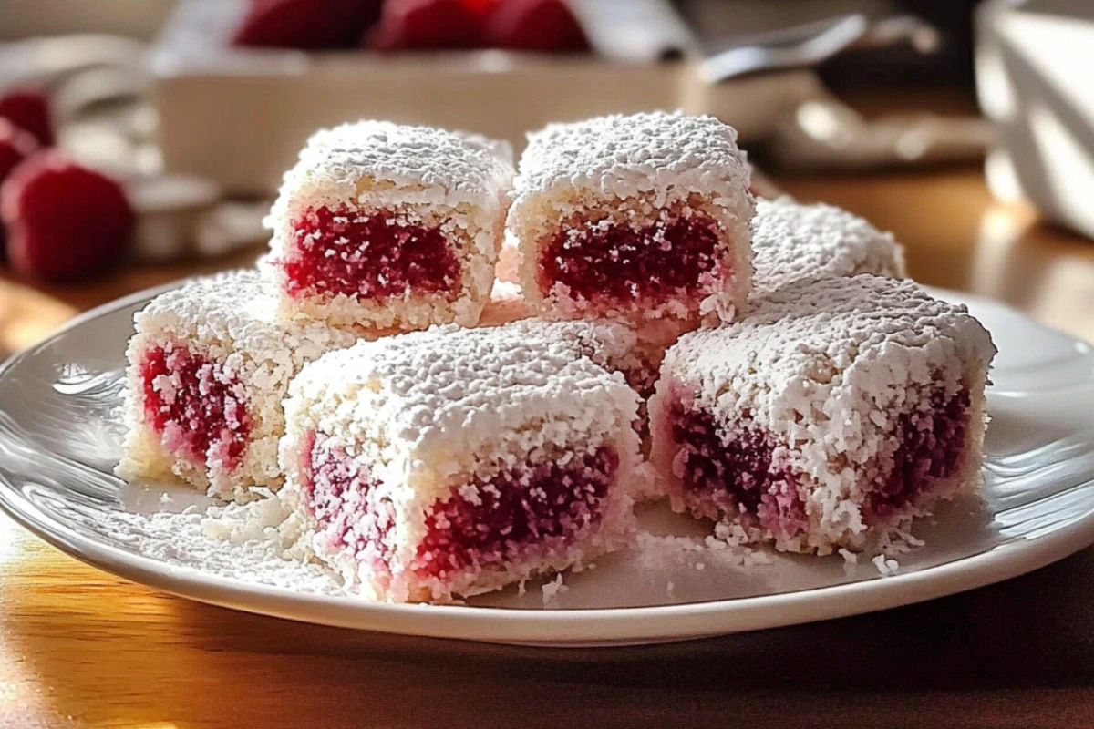 Raspberry Lamingtons Recipe Soft, Sweet, and Irresistible - foodiecharm.com