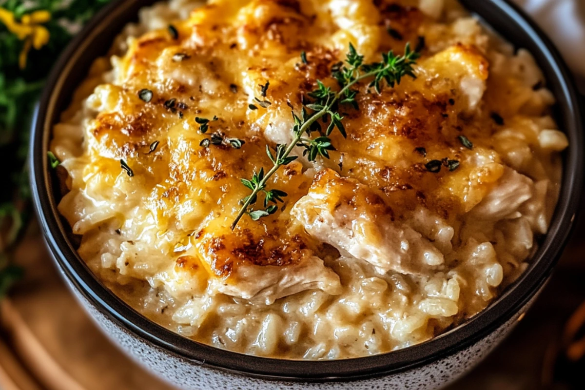 Cheesy Chicken and Rice Casserole Everyone Craves - foodiecharm.com