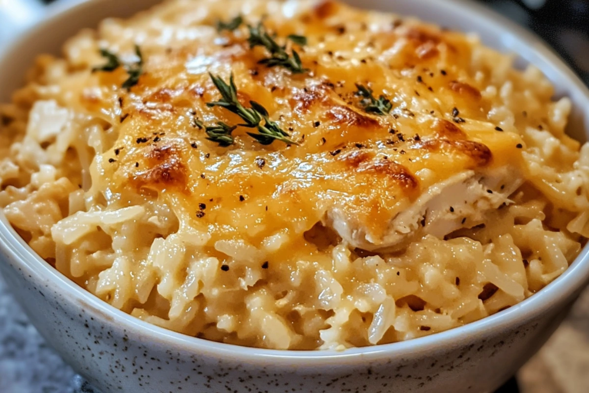 Cheesy Chicken and Rice Casserole Everyone Craves - foodiecharm.com