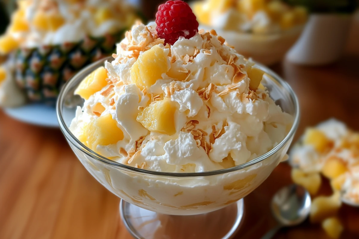 Hawaiian Pineapple Coconut Fluff in 10 Minutes - foodiecharm.com
