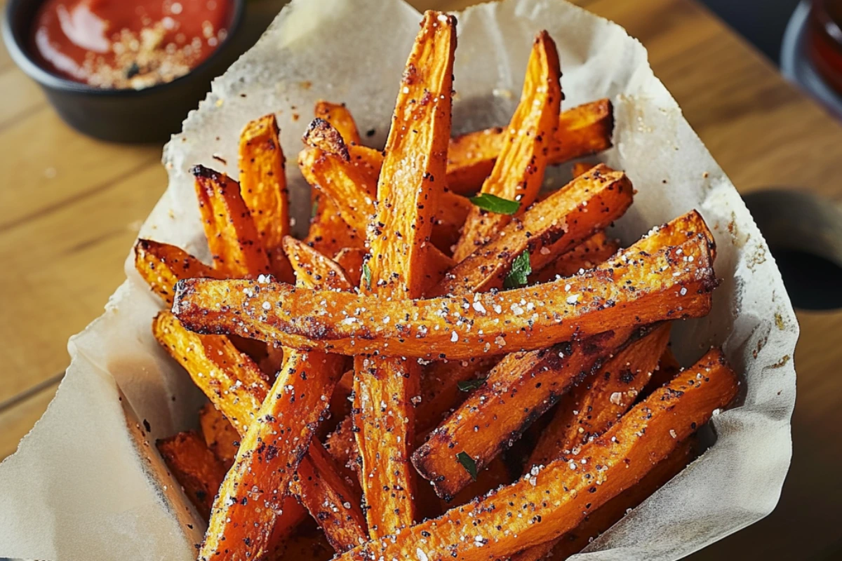 Perfectly Crispy Oven Baked Sweet Potato Fries Recipe - foodiecharm.com