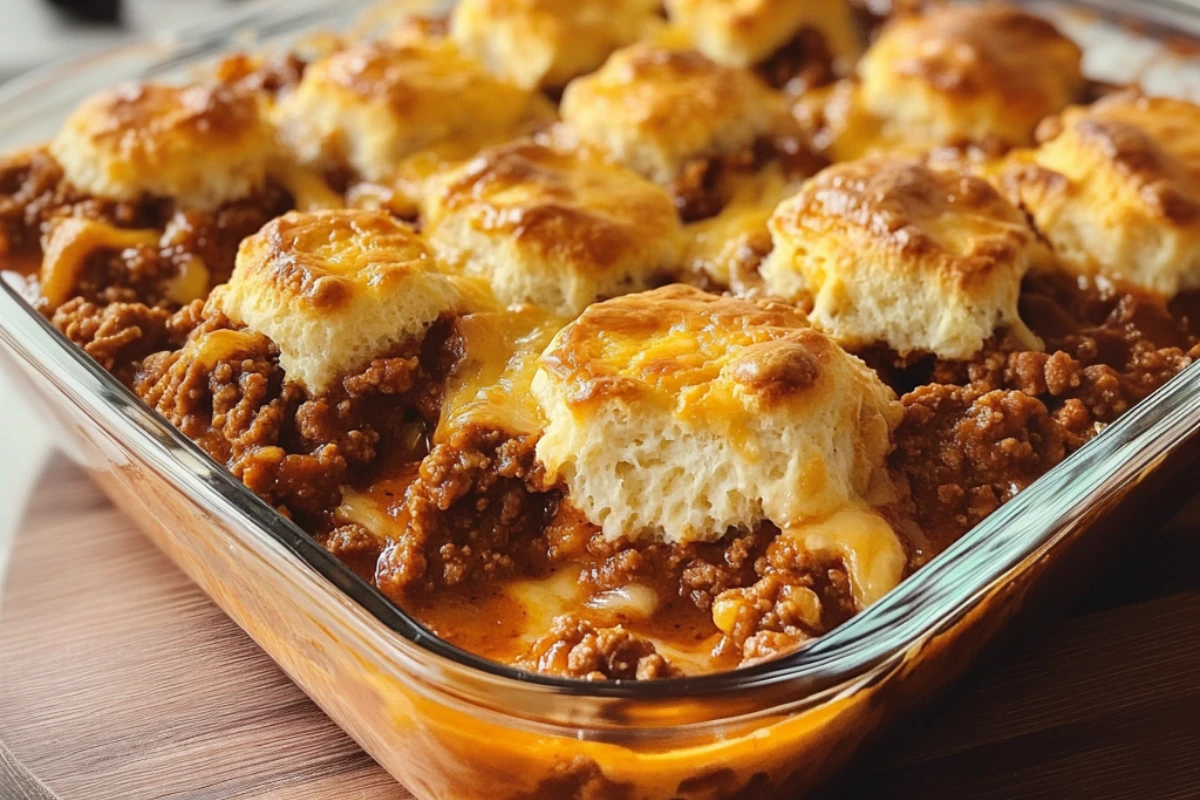 Sloppy Joe Biscuit Casserole the Whole Family Loves - foodiecharm.com