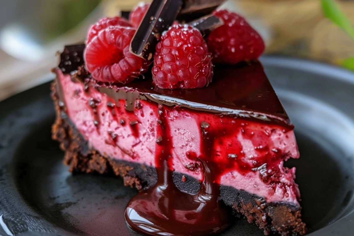 Irresistible Dark Chocolate Raspberry Cheesecake - foodiecharm.com