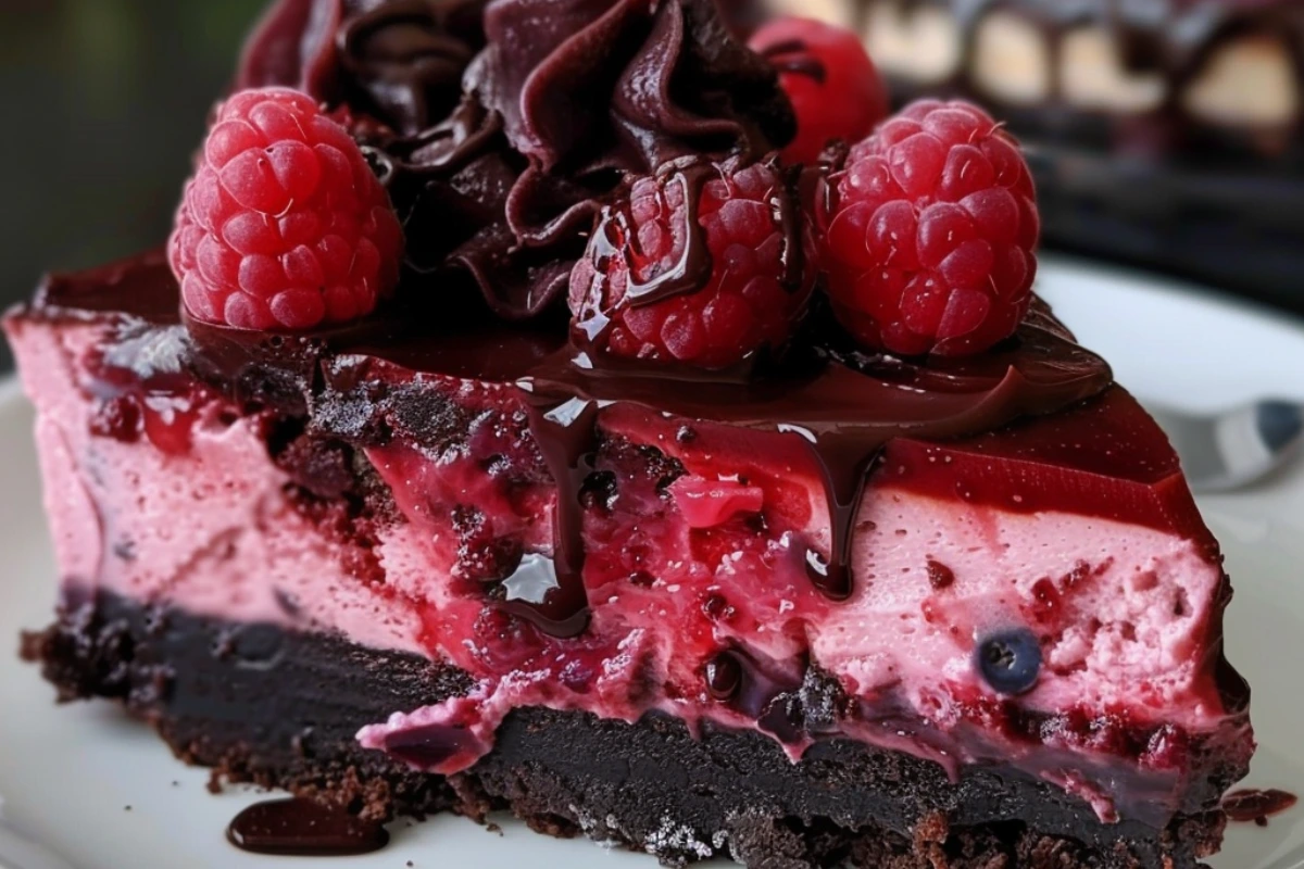 Irresistible Dark Chocolate Raspberry Cheesecake - foodiecharm.com