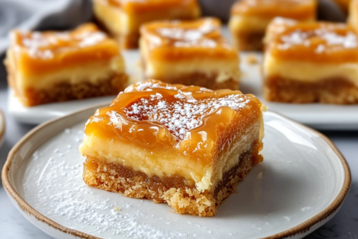 Irresistible Ooey Gooey Salted Caramel Butter Cake Bars - foodiecharm.com