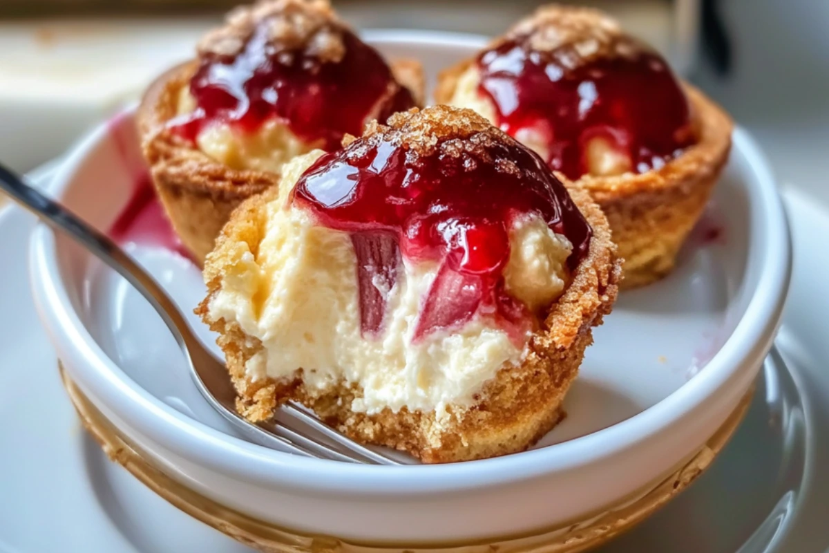 Twice-Baked Rhubarb Cheesecake Bombs for Dessert - foodiecharm.com