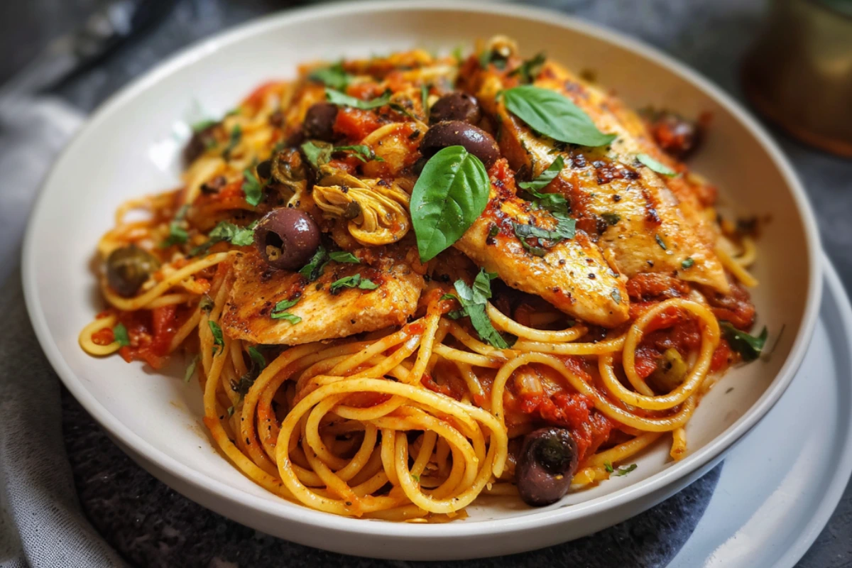 Easy Sicilian Chicken Spaghetti for Busy Nights - foodiecharm.com