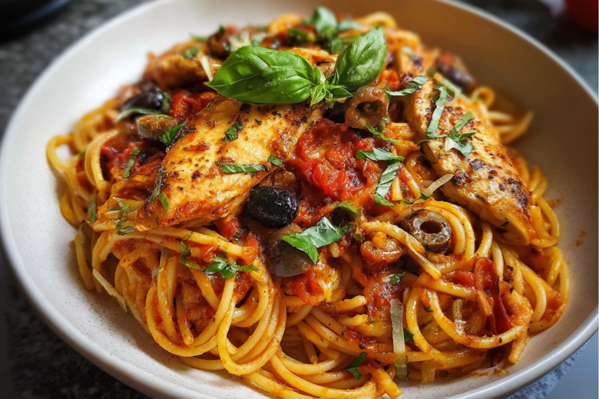 Easy Sicilian Chicken Spaghetti for Busy Nights - foodiecharm.com