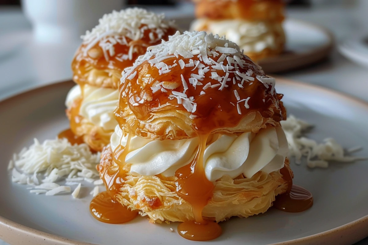 Irresistible Coconut Caramel Cream Puffs Recipe - foodiecharm.com