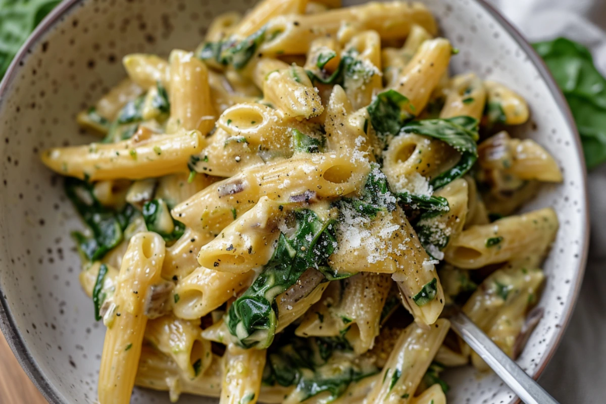 Creamy Spinach Pasta Ready in 20 Minutes - foodiecharm.com