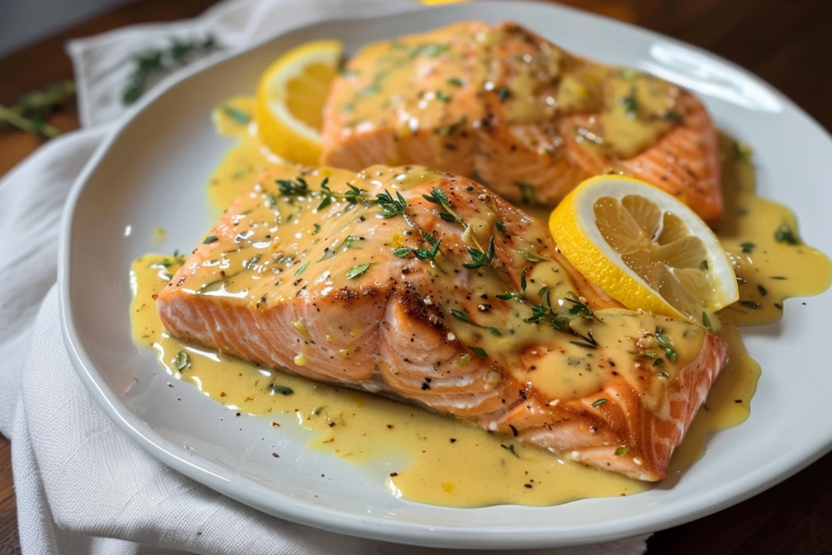 Baked Lemon Dijon Salmon Made Easy - foodiecharm.com
