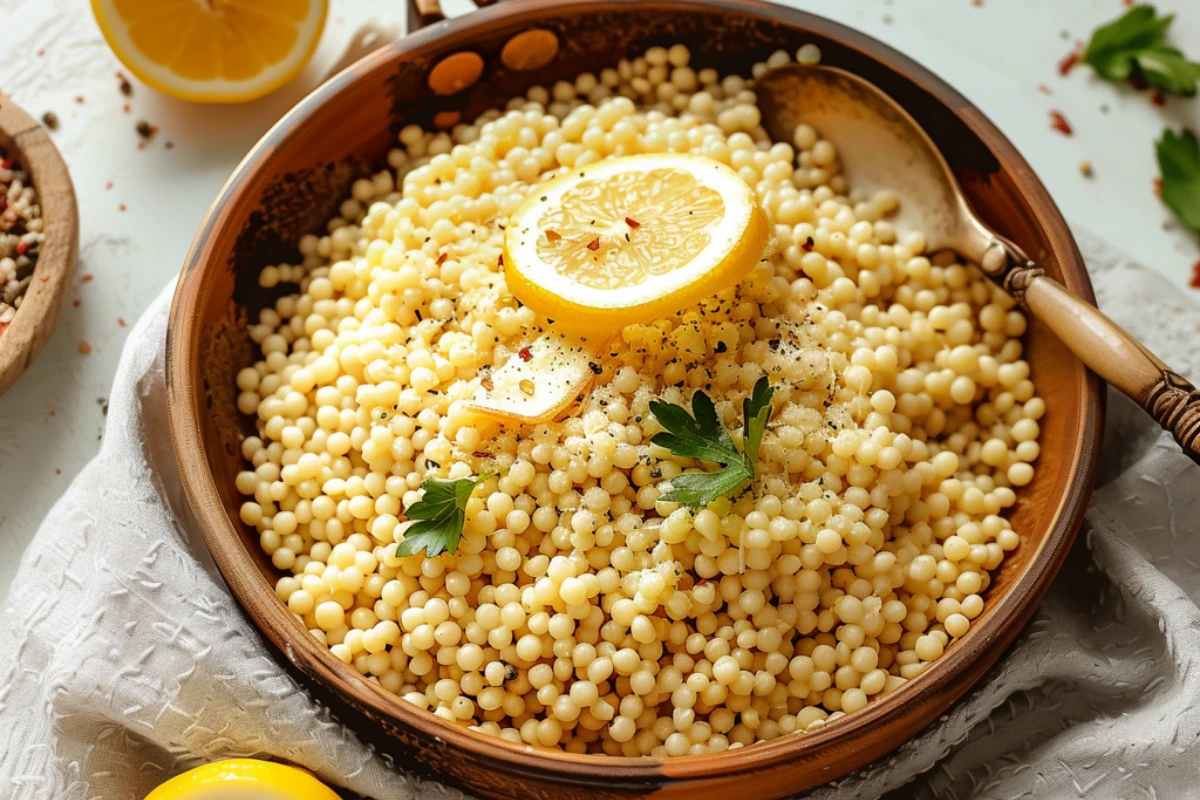 Easy Lemon Parmesan Pearl Couscous Recipe - foodiecharm.com