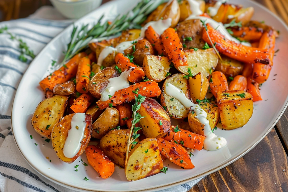 Quick Weeknight Roasted Potatoes and Carrots - foodiecharm.com