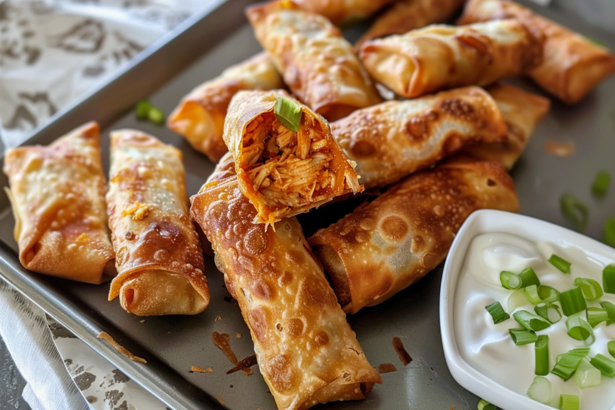 Irresistible Buffalo Chicken Egg Rolls - foodiecharm.com