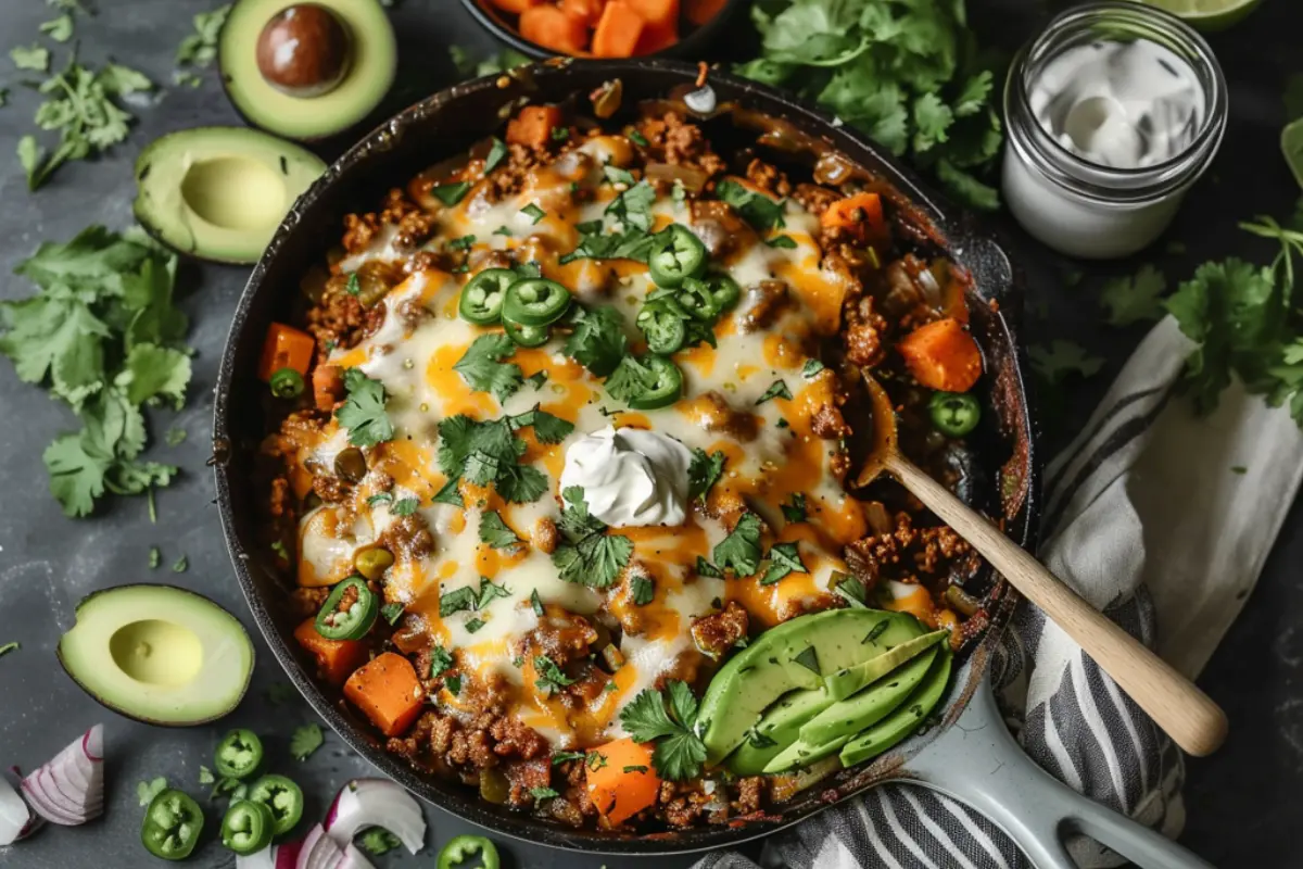 Irresistible Ground Beef Enchilada Skillet - foodiecharm.com