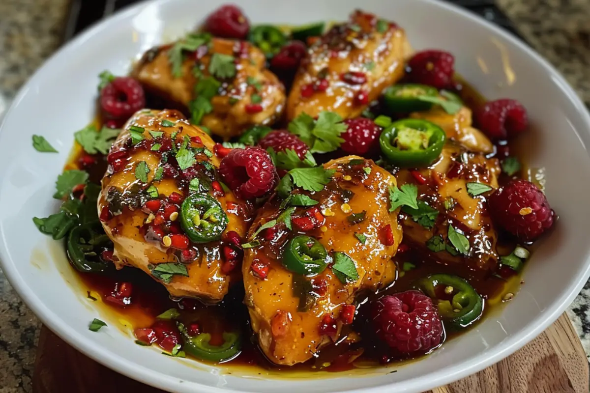 Irresistible Spicy Jalapeno Raspberry Chicken - foodiecharm.com
